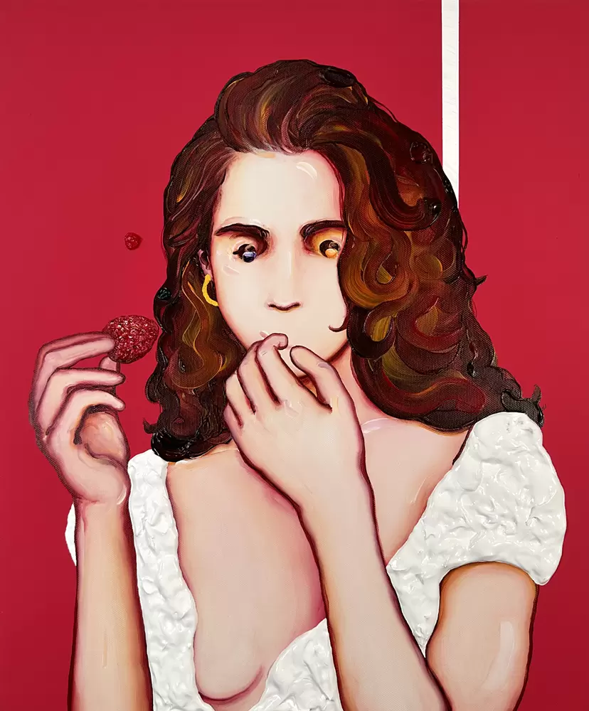 Anonymous Portrait -Woman picking strawberries- by KAZUSA MATSUYAMA | 現代アートの販売・通販 | ArtSticker