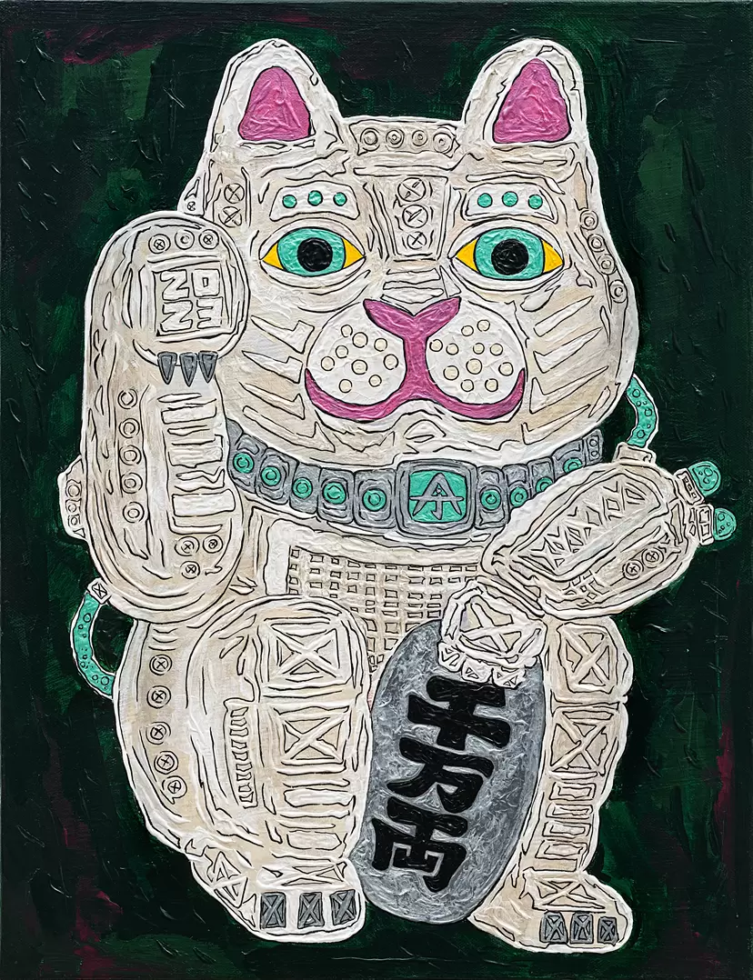 Silver Fortune Cat by Chen Tai-Hua (ATI) | 現代アートの販売・通販 | ArtSticker
